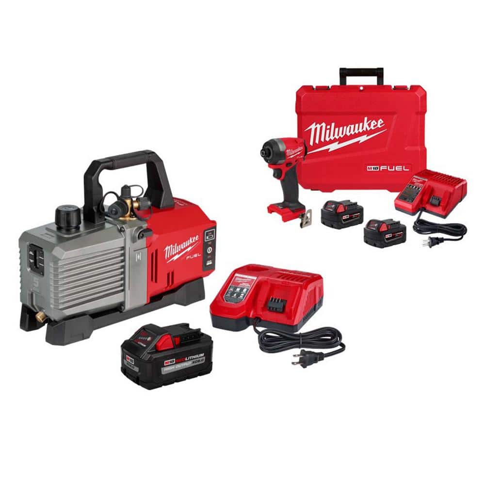 Milwaukee M18 18V Lithium-Ion Cordless 5 CFM Vacuum Pump Kit and M18 ...