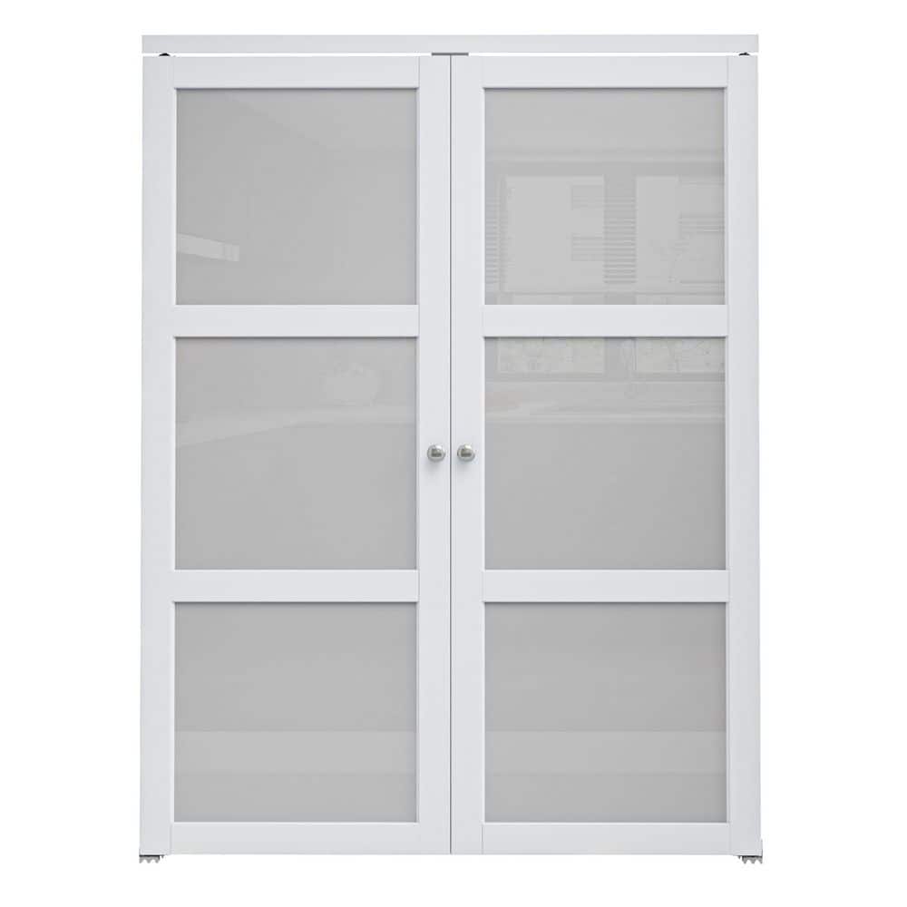 ARK DESIGN 60 in. x 80 in. Frosted Glass Solid Core MDF Bi-fold Door ...