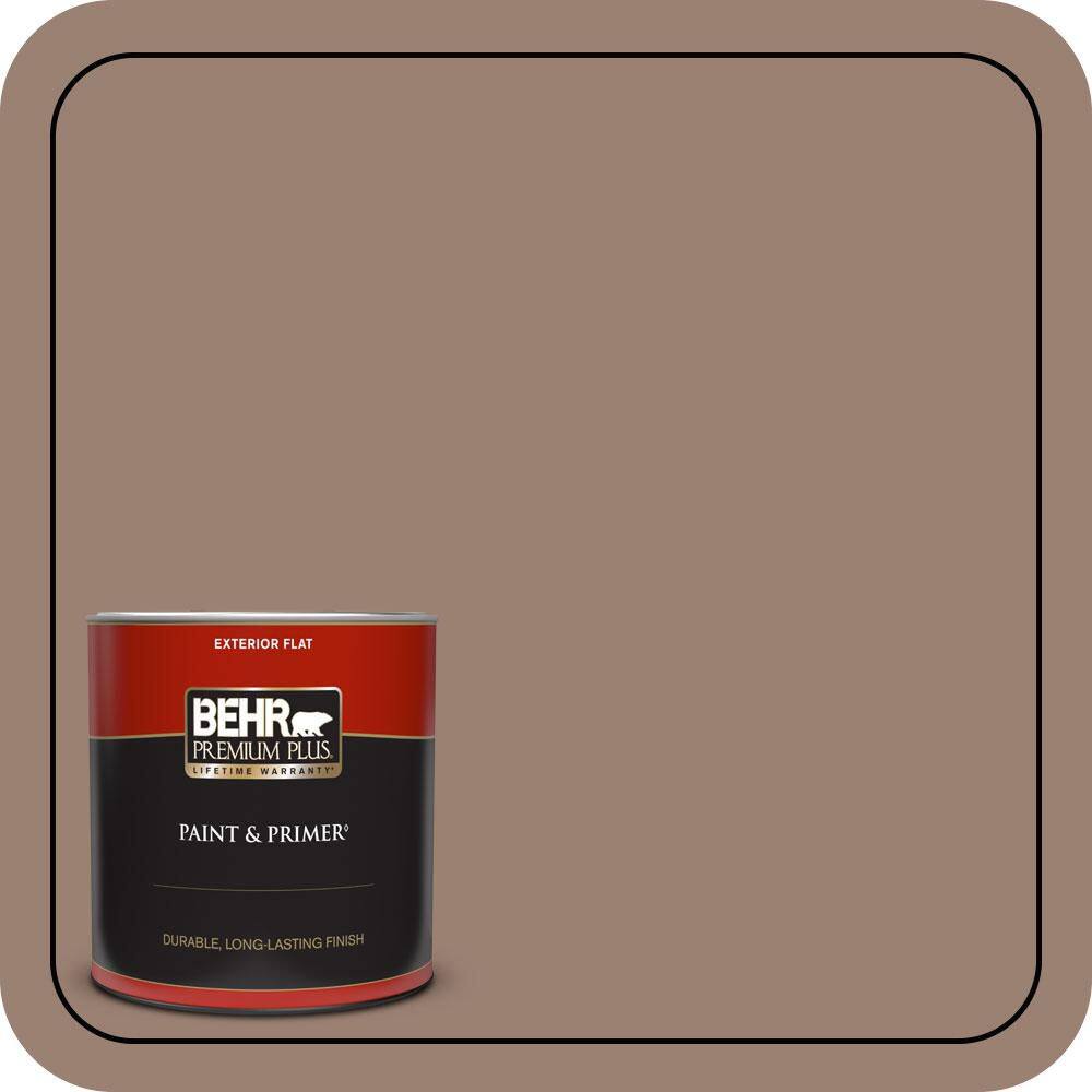 BEHR PREMIUM PLUS 1 qt. #N190-5 Frontier Brown Flat Exterior Paint ...