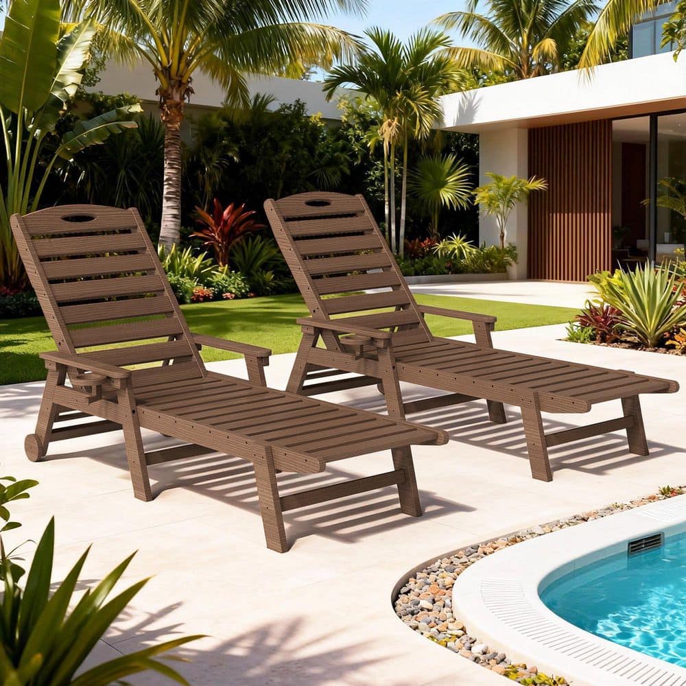 domi outdoor living 5-Position Outdoor HDPE Plastic Chaise Lounge Chair ...