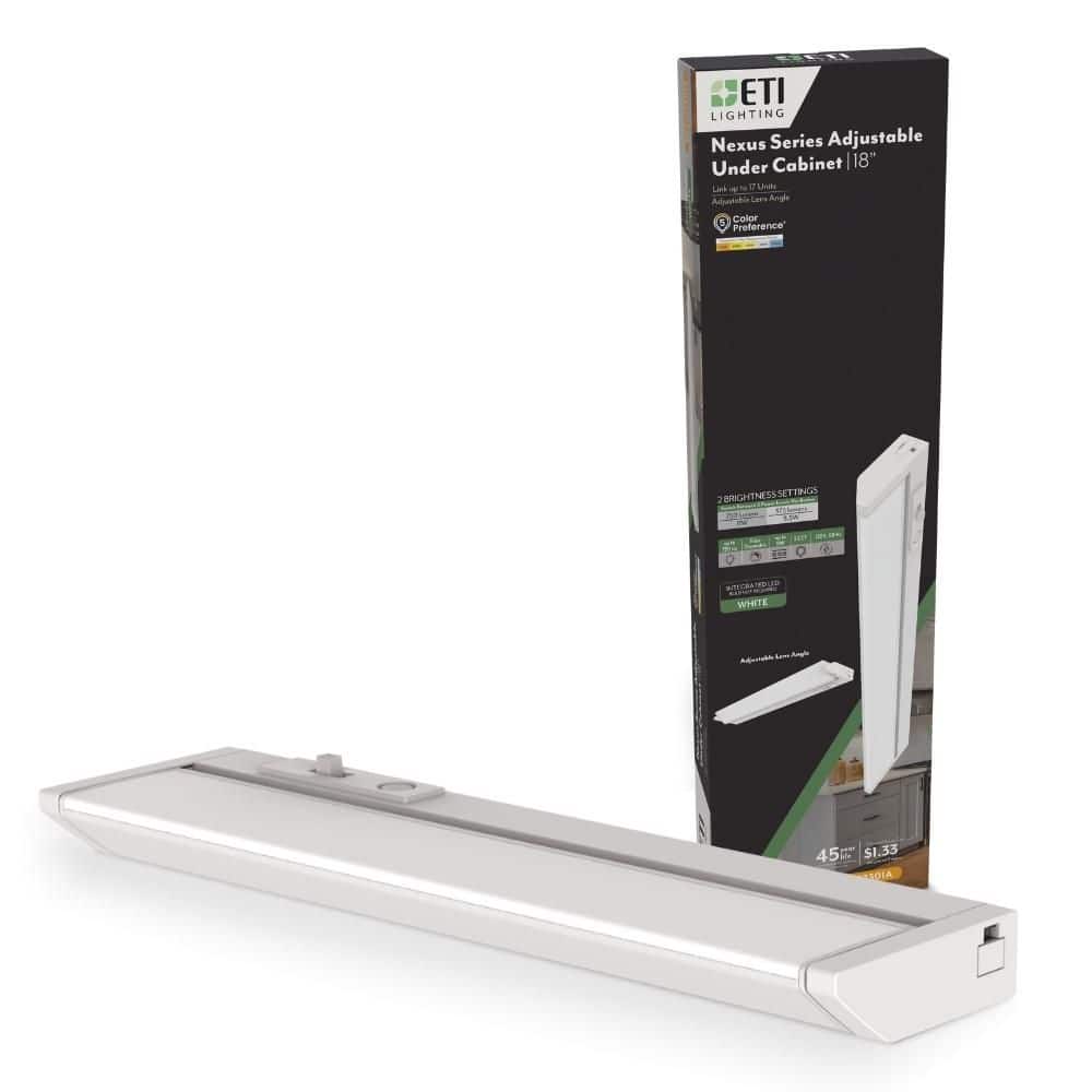 ETI LIGHTING NEXUS 18 in. Plug-in Adjustable Lens White Integrated LED Linkable Under Cabinet ...