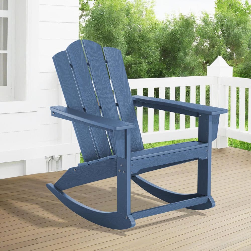 JEAREY Classic HDPE Plastic Outdoor Rocking Chair in Navy YDYY-Navy ...