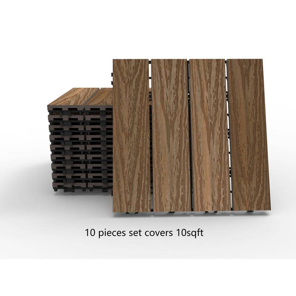Veranda 10-Piece 1 ft. x 1 ft. Quick Deck Outdoor Composite Deck Tile ...