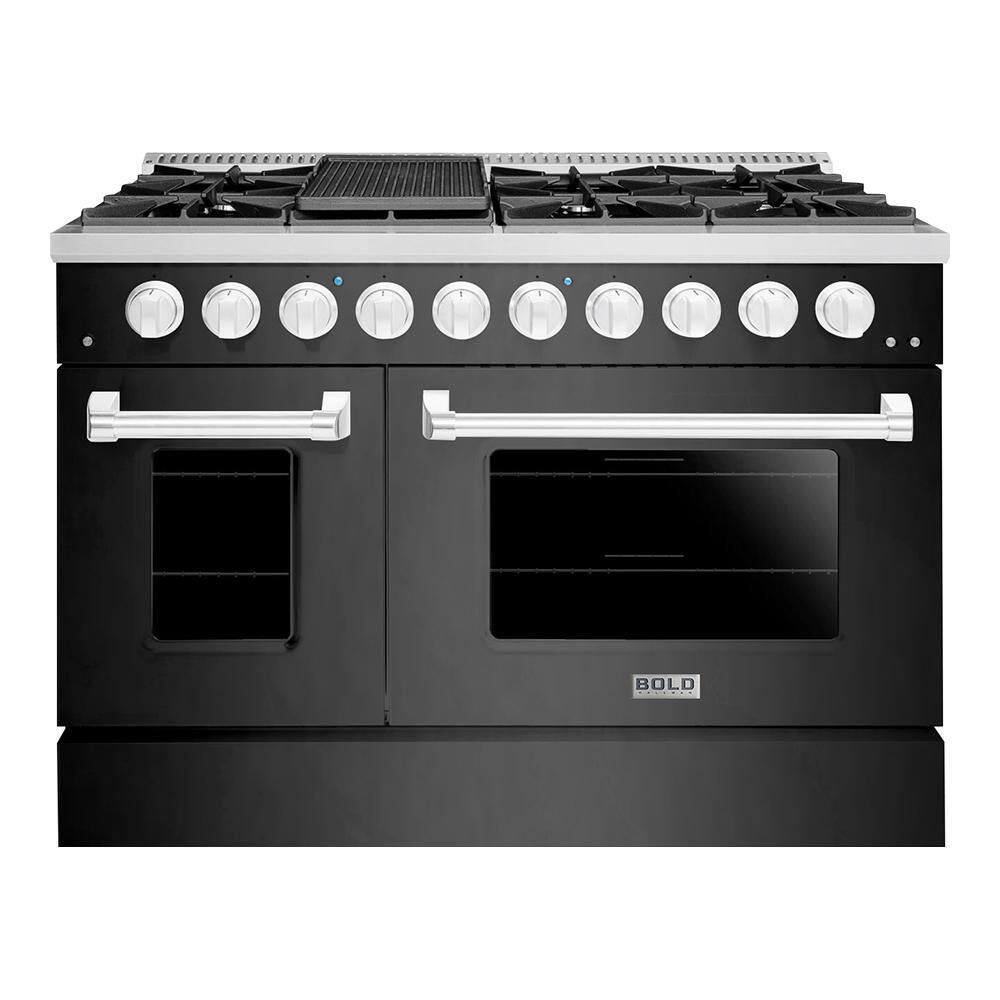 Hallman BOLD 48 IN, 8 Burner Freestanding Double Oven Gas Range with ...