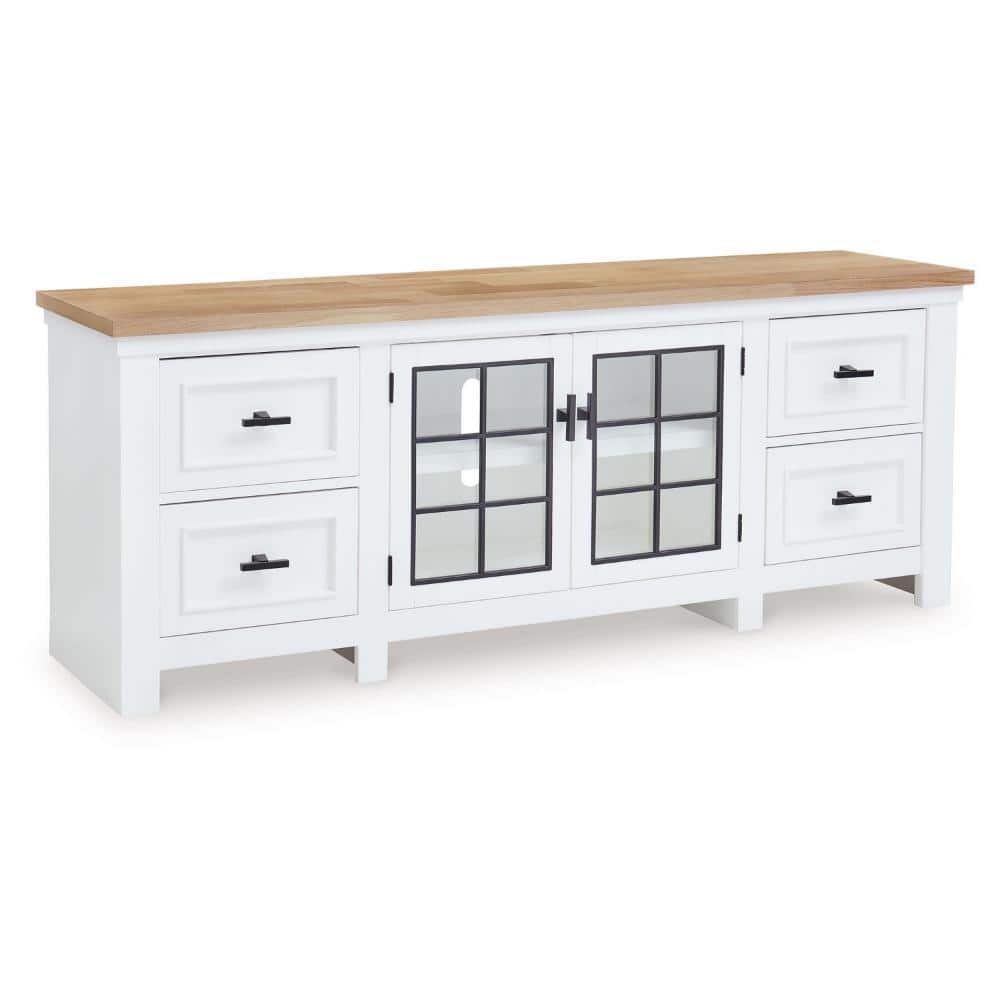Benjara Bryn White TV Stand Fits TV's up to 60 to 65 in. BM327324 - The ...