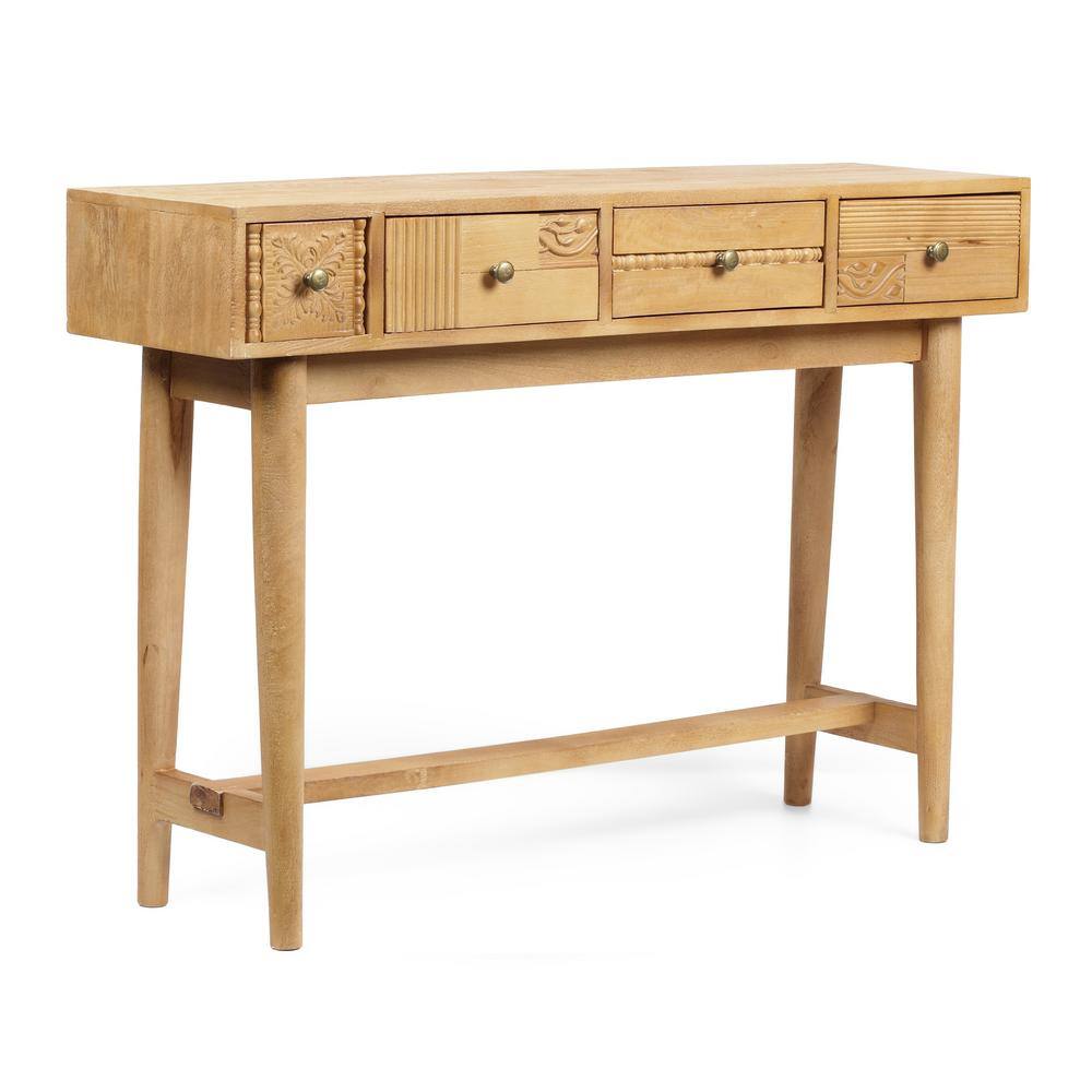 Noble House Abbeville Natural 4-Drawer Console Table 104860 - The Home ...