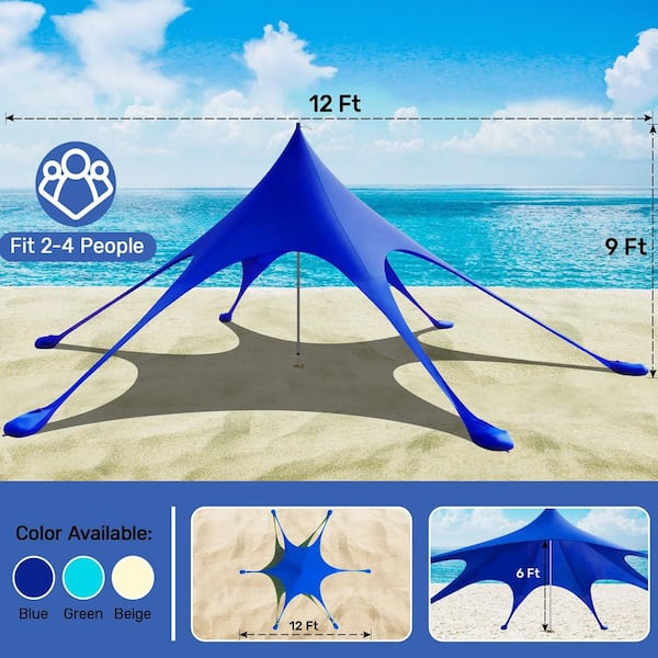 Spmou 12 ft. x 12 ft. Beach Tent Canopy, Sun Shelter, Pop Up Tent ...