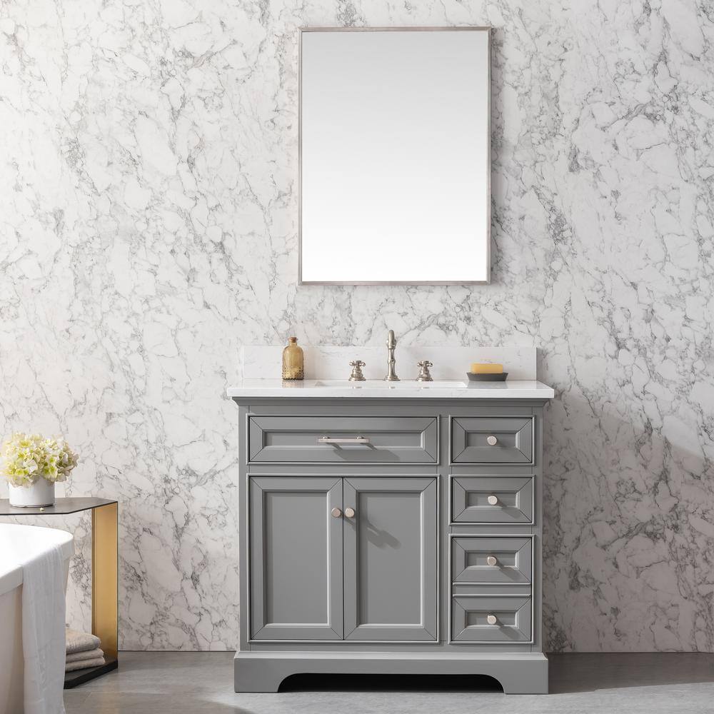 SUDIO Thompson 36 in. W x 22 in. D Bath Vanity in Gray with Engineered ...