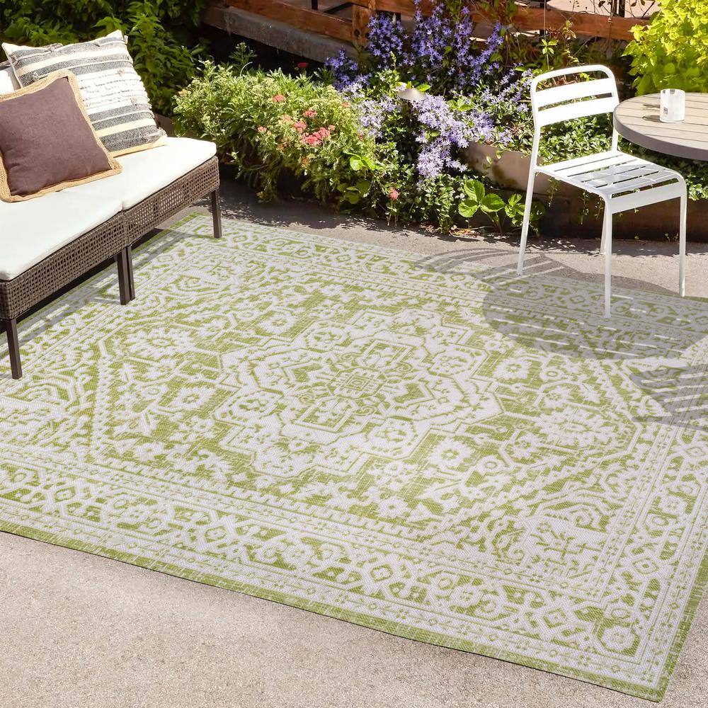 JONATHAN Y Sinjuri Medallion Textured Weave Green/Cream 9 ft. x 12 ft ...