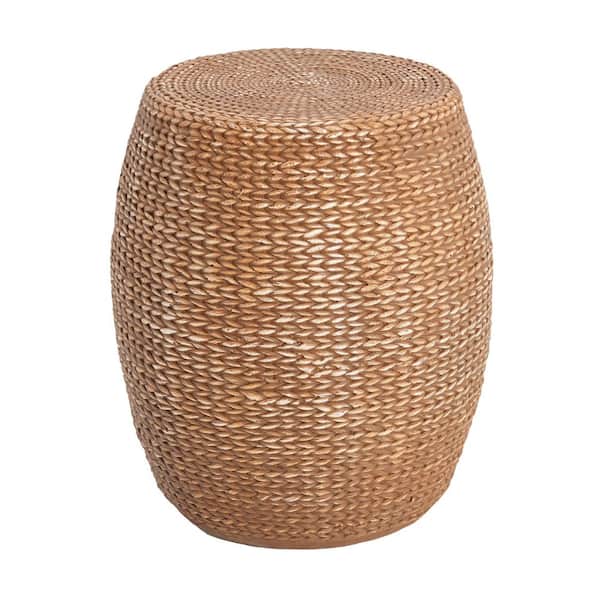 Brown Composite Drum-Shaped Garden & Outdoor Side Table with All-Season ...