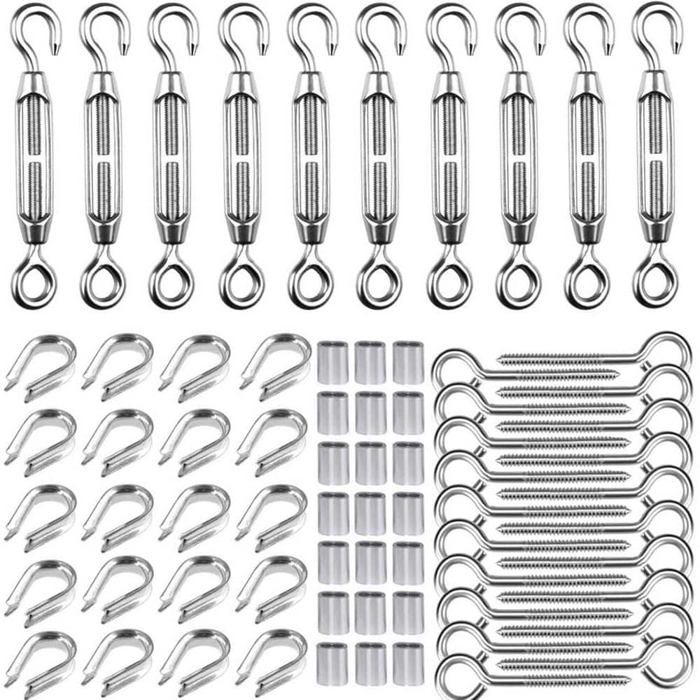 Afoxsos 1/8 in. Stainless Steel Turnbuckle Tensioner Kit Cable for ...
