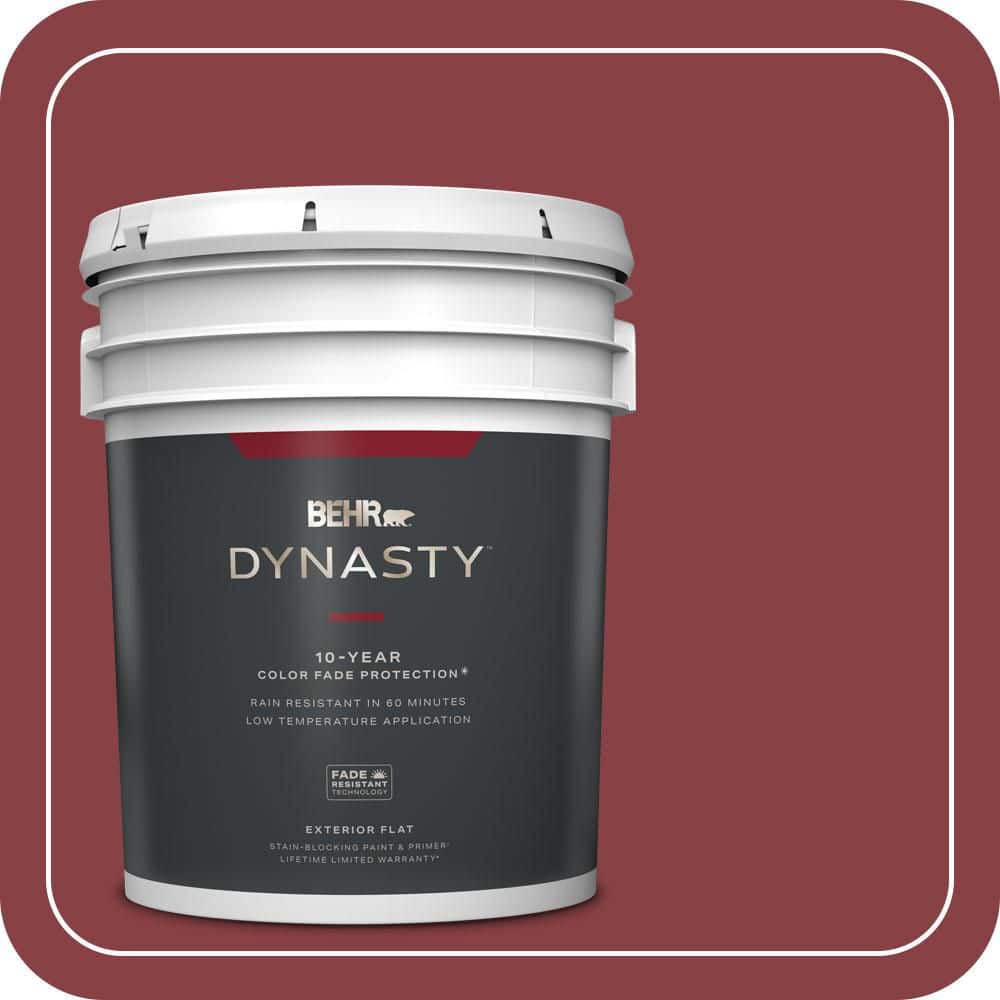 BEHR DYNASTY 5 gal. #BIC-34 Winning Red Flat Exterior Stain-Blocking ...