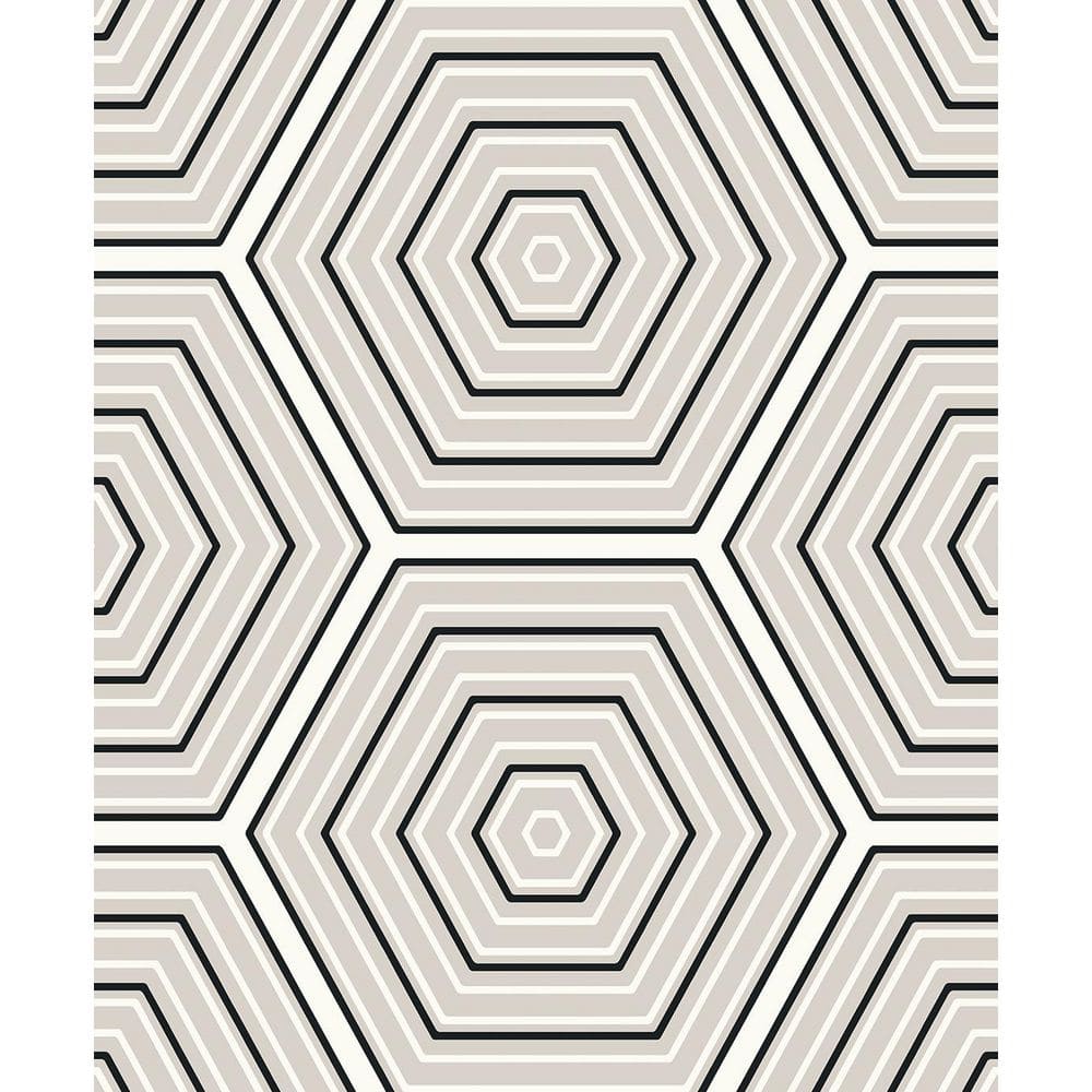 Seabrook Designs Cove Grey and Ebony Hex Topography Unpasted Nonwoven ...