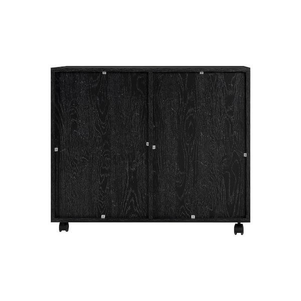 Distressed black metal cabinet store