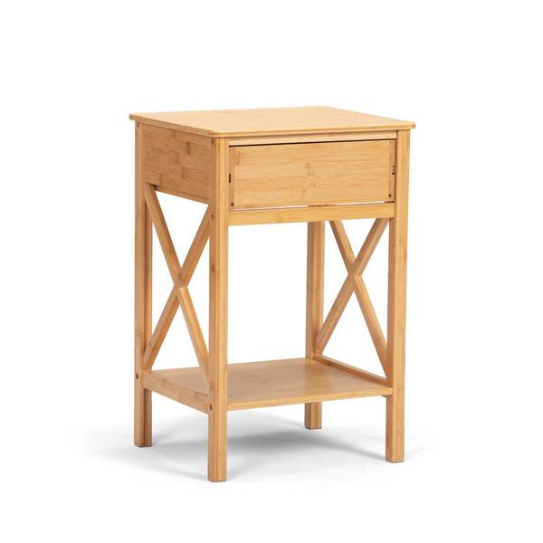 ZIRUWU 2-Drawer Natural Nightstand 24 in. x 13.75 in. x 15.75 in. ZQP ...