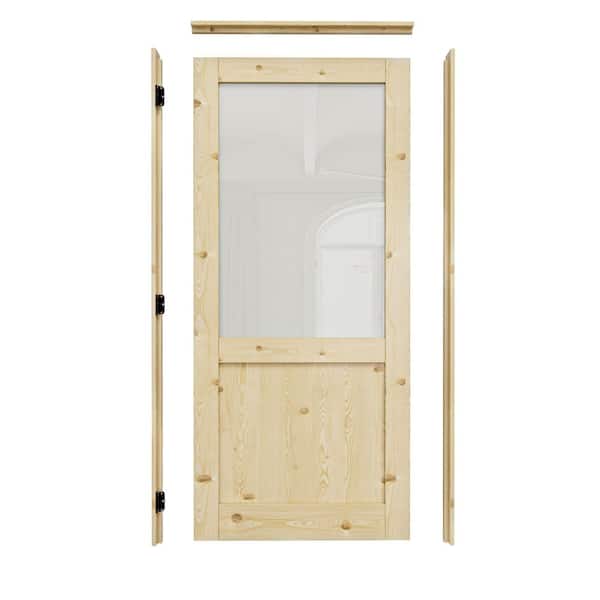 ARK DESIGN 36 in. x 80 in. 1/2-Lite Frosted Glass Right-Hand Unfinished ...