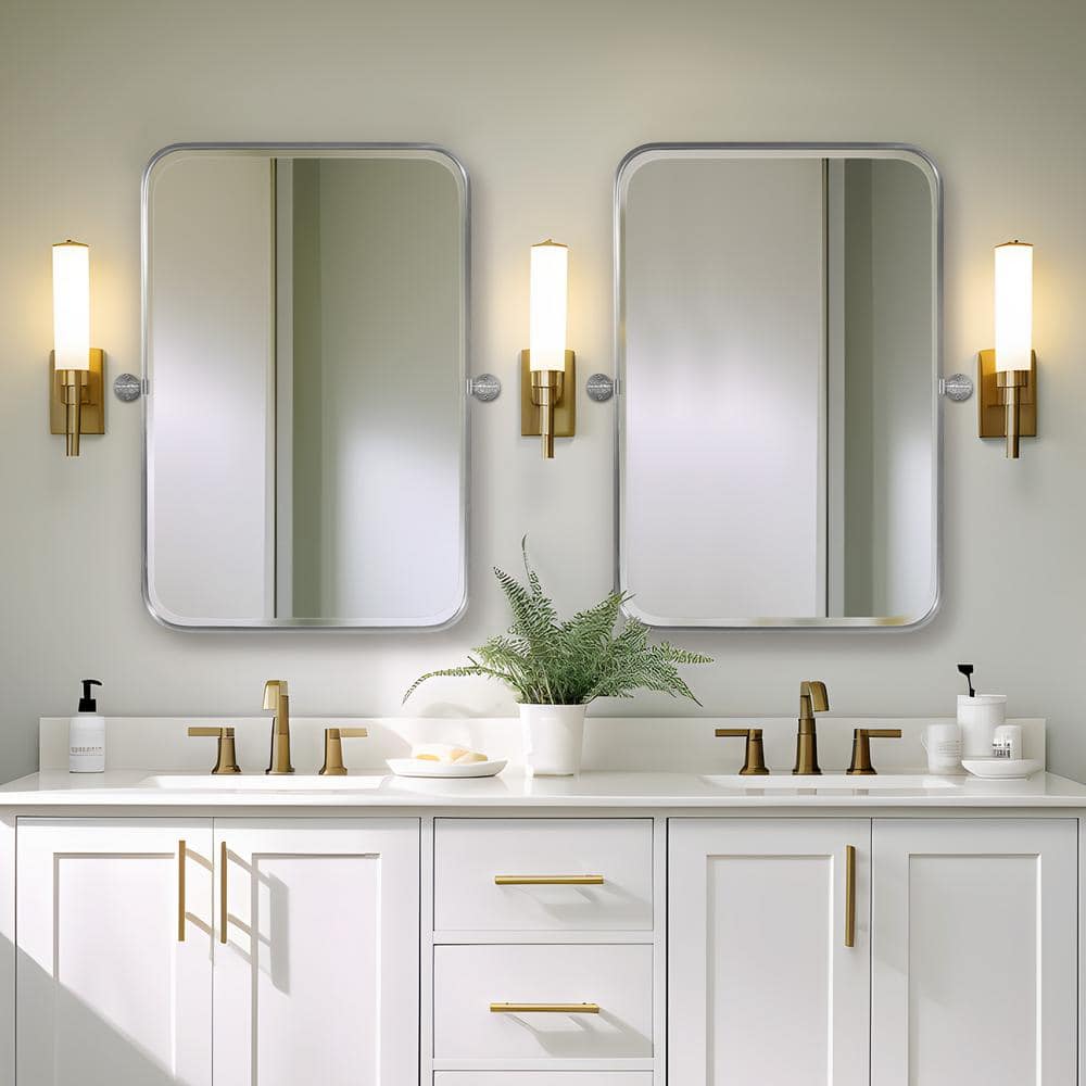 24 in. W x 36 in. H Rectangular Framed Wall Bathroom Vanity Mirror in ...
