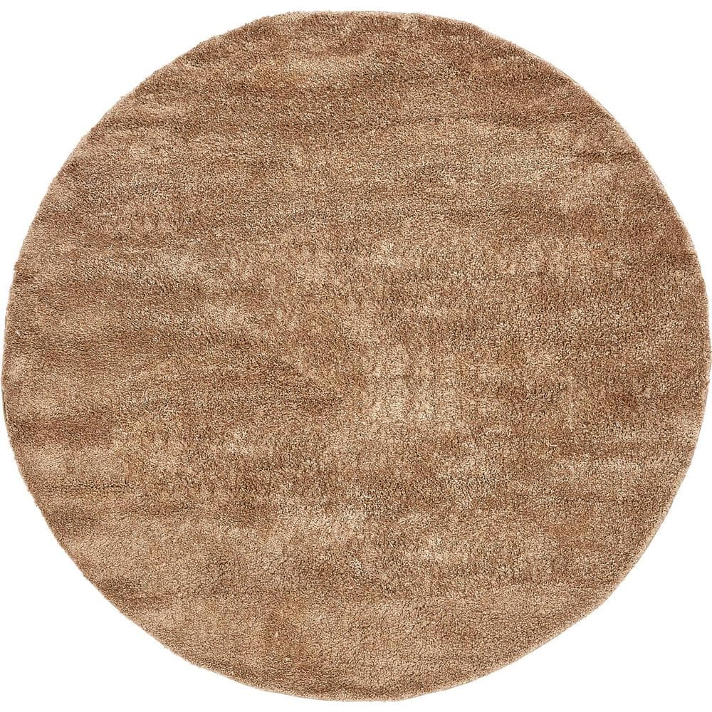 Unique Loom Solo Calabasas Light Brown 8' 0 x 8' 0 Round Rug 3136498 ...