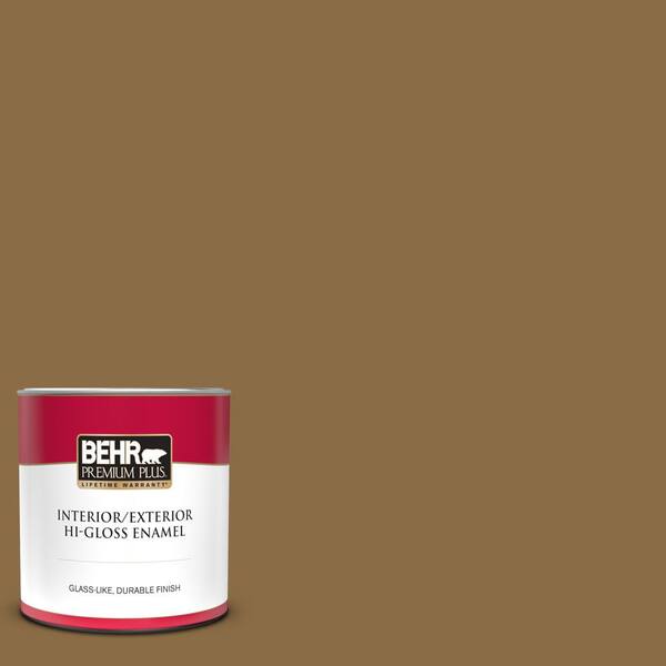 BEHR PREMIUM PLUS 1 qt. #330F-7 Nutty Brown Hi-Gloss Enamel Interior ...