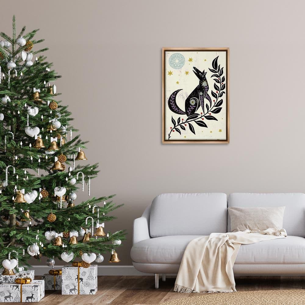Stupell Industries Howling Winter Wolf by Hannah Moren Brown Floater ...
