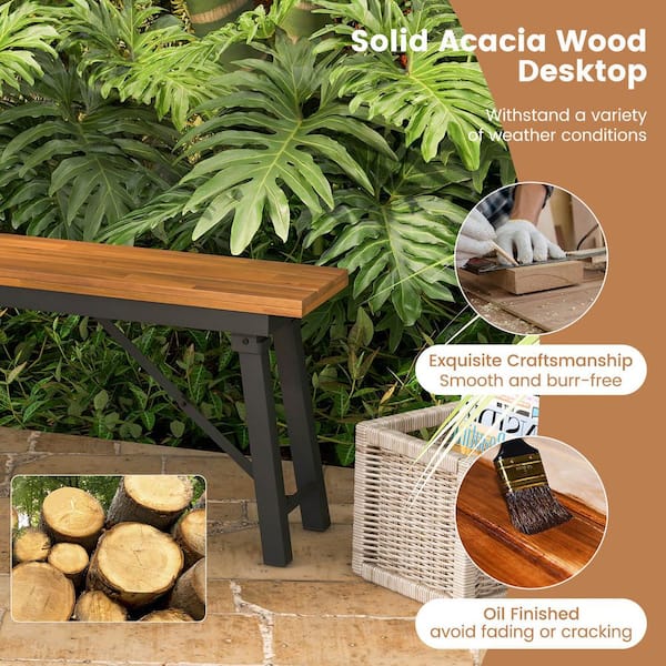 Gymax Outdoor Natural Wooden Folding Picnic Bench Set 55 in Gymax Outdoor Natural Wooden Folding Picnic Bench Set 55 in