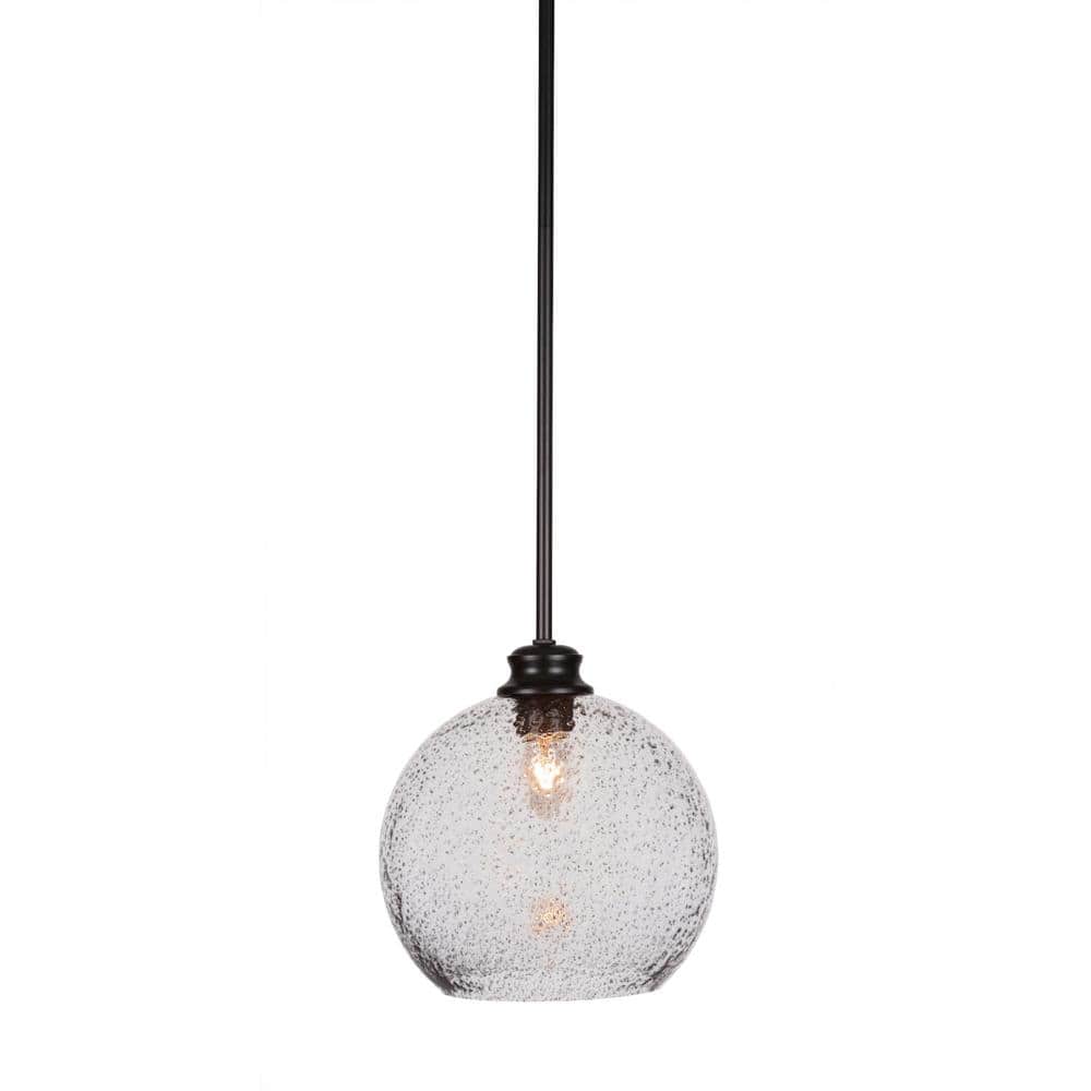 Peabody 60-Watt 1-Light Matte Black Pendant Light with 9.5 in. Smoke ...