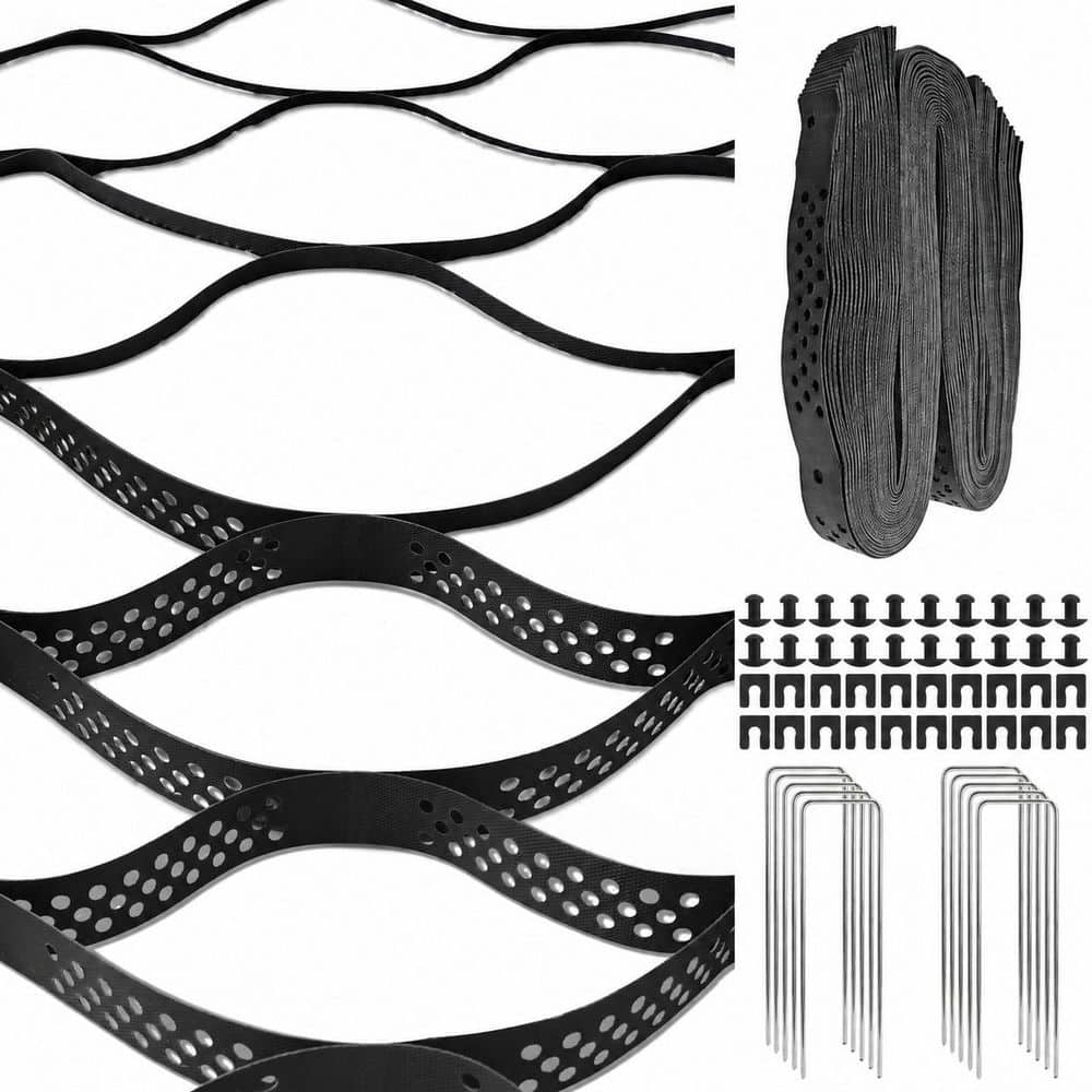 33 in. x 396 in. x 2 in. Rectangle Black Honeycomb Pattern HDPE Geo ...