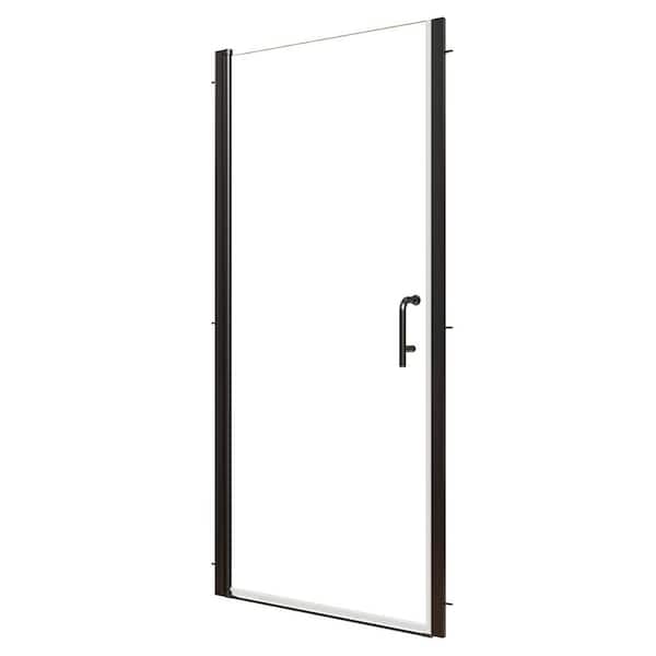 LIVACA 34 in.-36 in. W x 72 in. H Pivot Frameless Shower Door in Matte ...