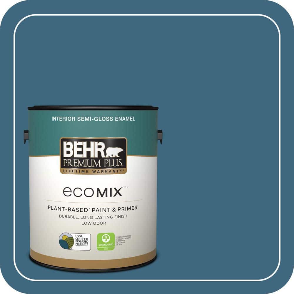 BEHR PREMIUM PLUS 1 gal. #MQ5-61 Ocean Storm Semi-Gloss Enamel EcoMix ...