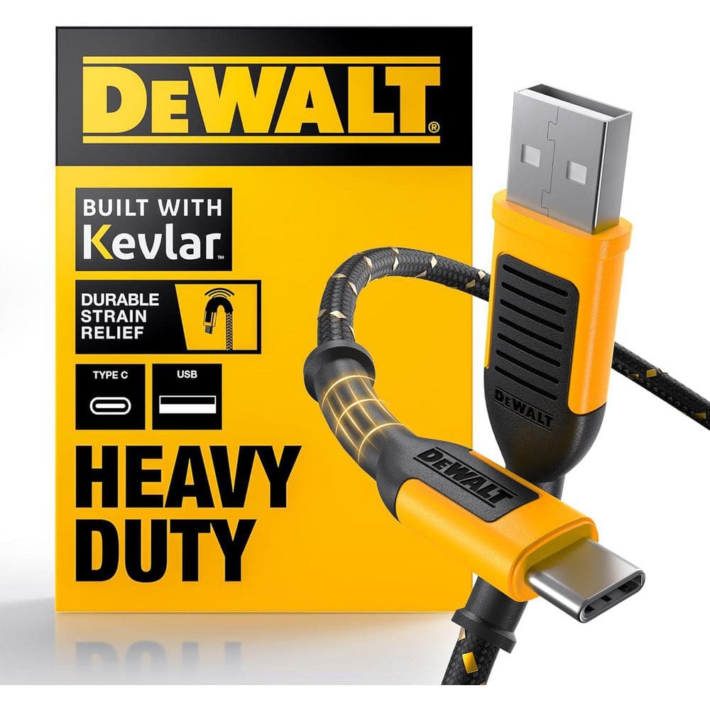 DEWALT 4 ft. Reinforced Braided Cable for USB-A to USB-C 131 1361 DW2 ...
