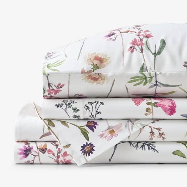 The Company Store Company Cotton Blooming Garden Sateen White Multi ...