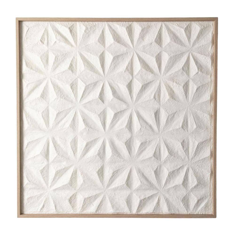 SULLIVANS Framed Embossed Geometric White Wall Art, 31.5 in. x 31.5 in ...