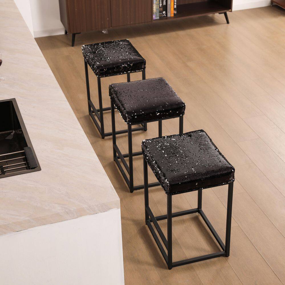 PHI VILLA 24 in. Black, White Scale-Like Rectangular Cushion Backless ...