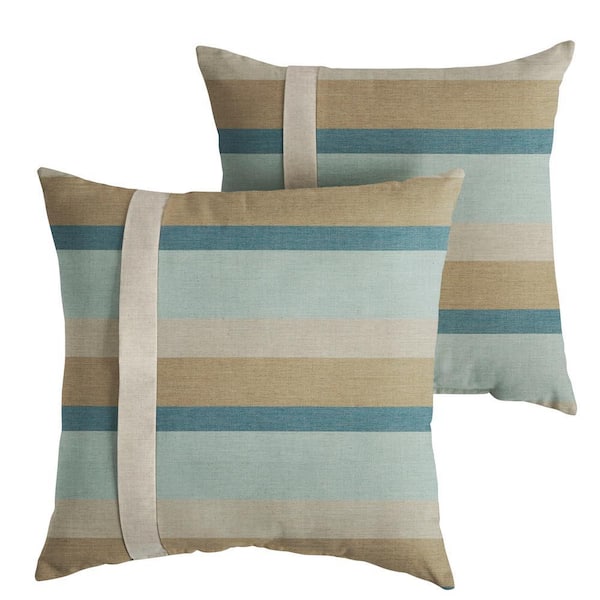 SORRA HOME Sunbrella Gateway Mist Outdoor Knife Edge Throw Pillows (2 ...