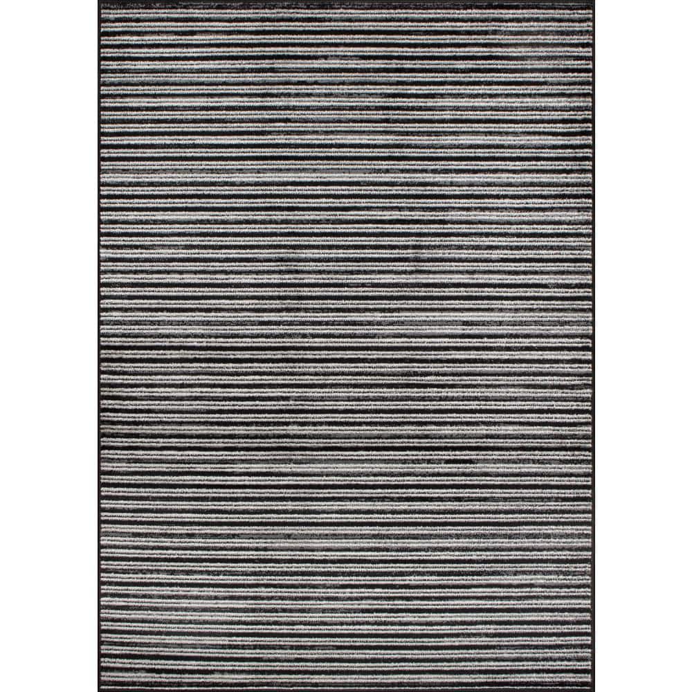 World Rug Gallery Black 7 ft. 10 in. x 10 ft. Contemporary Striped Area ...
