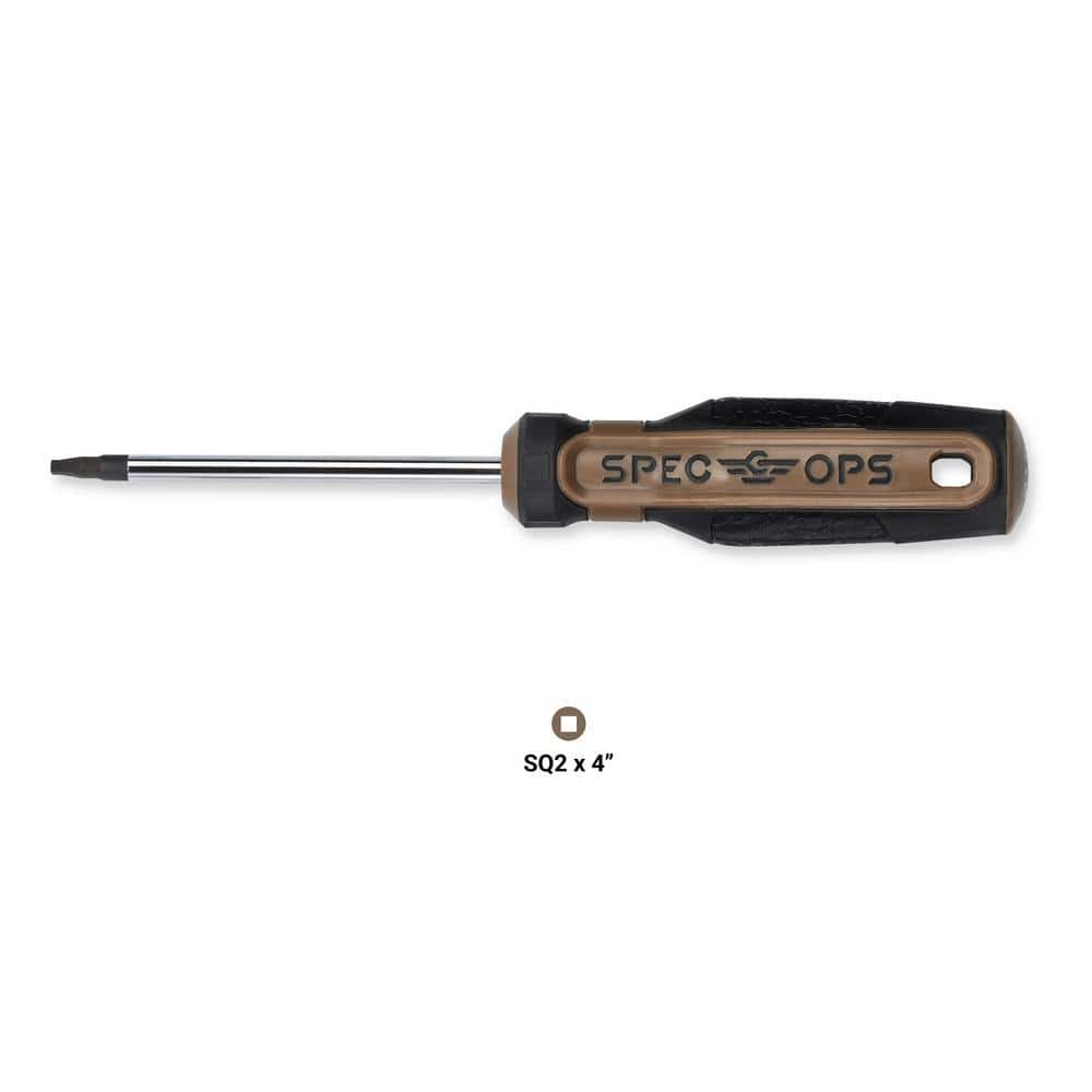 SPEC OPS Square Recess Screwdriver, #2 x 4 in., Magnetic Tip, CR-MO ...