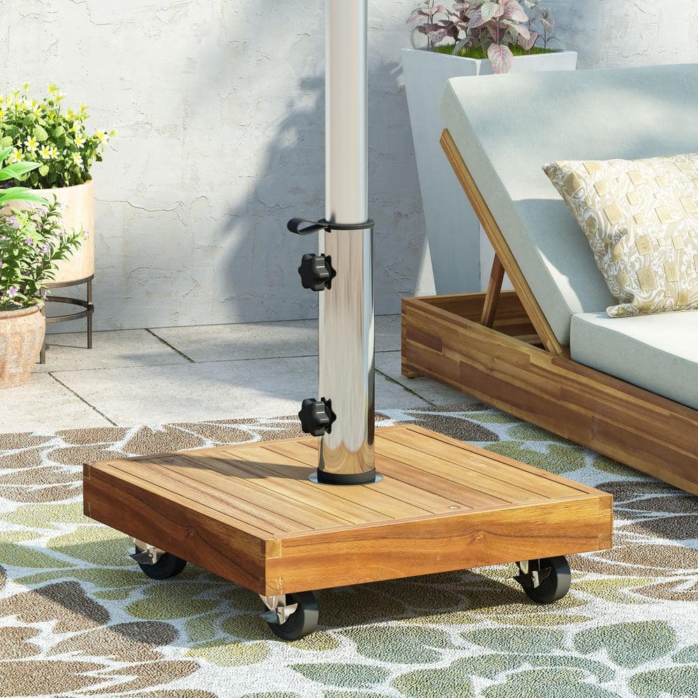 ToolCat 40 lbs. Patio Umbrella Base RALPH SQUARE with Wheels in Teak ...