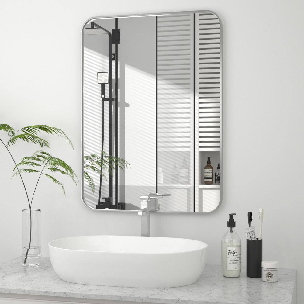 PRIMEPLUS 16 in. W x 24 in. H Small Rectangle Metal Framed Wall Mirror ...