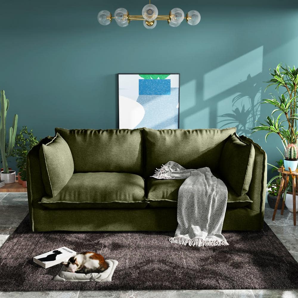 Dwell Home Inc Harlow 80 in Straight Arm Cotton Rectangle Overstuffed Down-Filled Modern ...