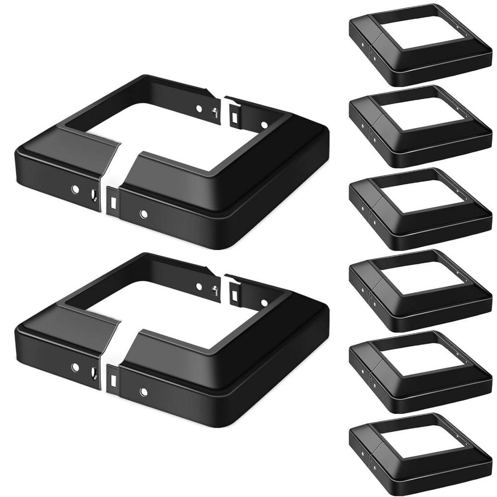 Afoxsos 3.5 x 3.5 in. Metal Post Skirts Post Base Cover in Black, 8 ...