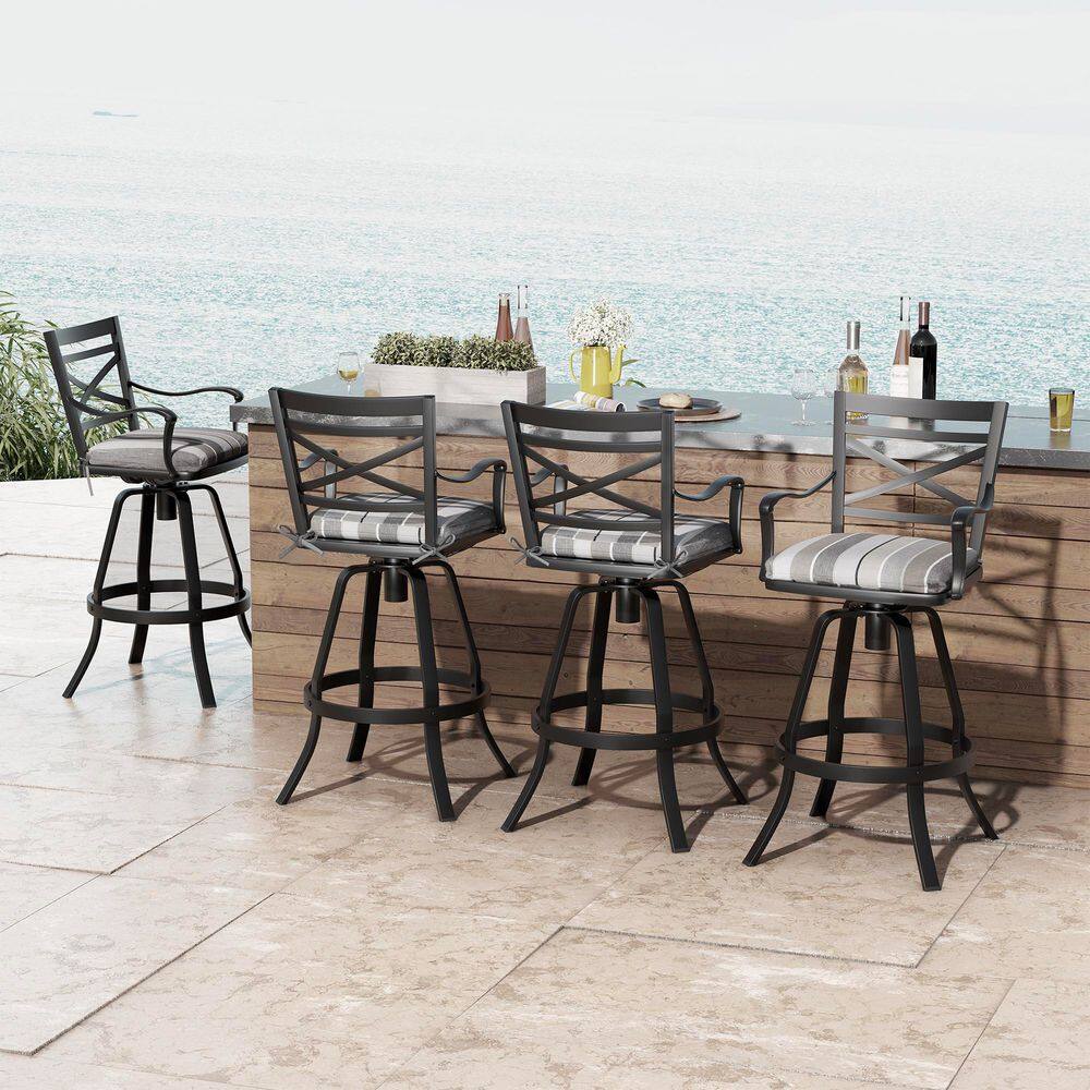 Crestlive Products Swivel Aluminum Outdoor Bar Stool with Sunbrella ...