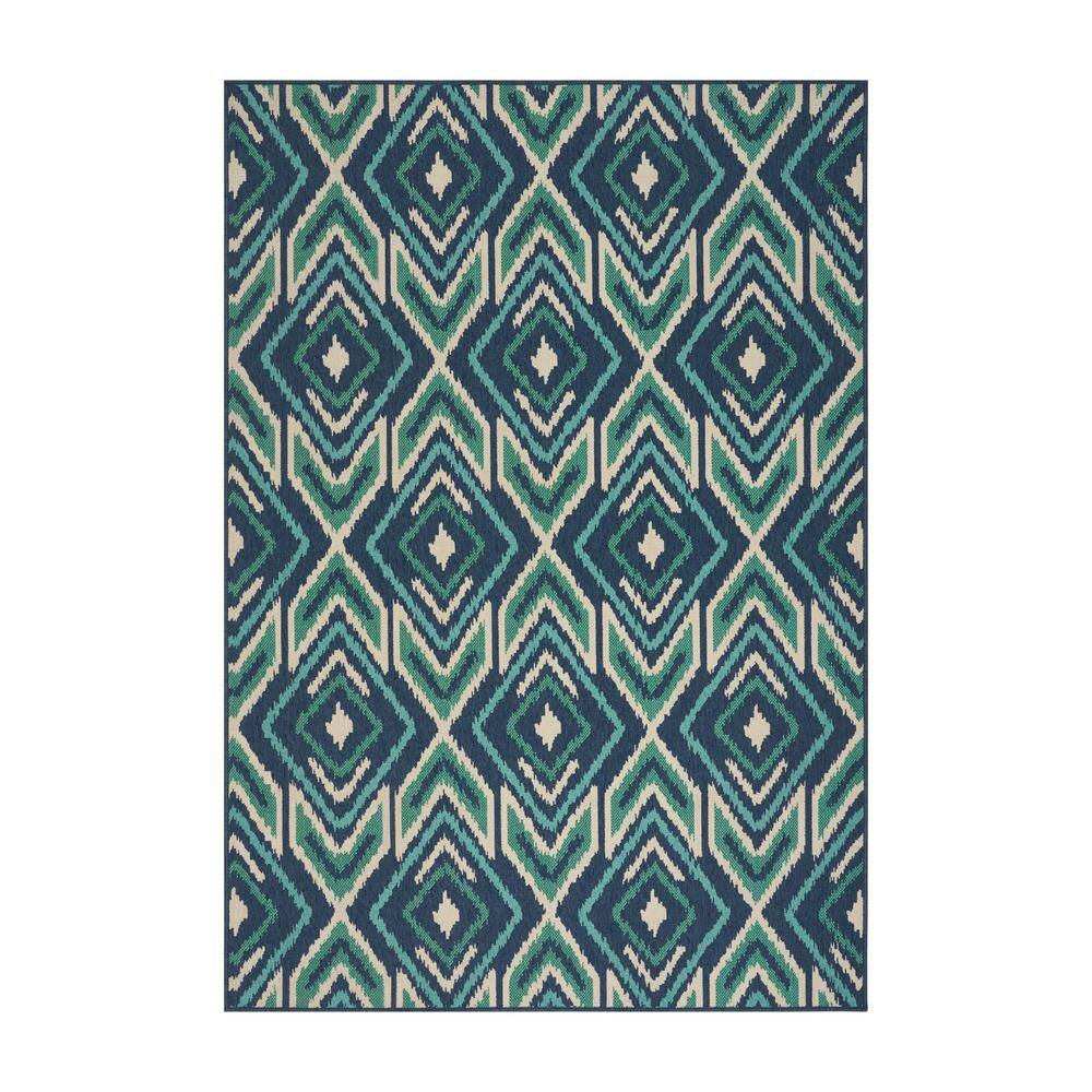 DIRECT WICKER Marilyn 5.3 x 7.6 ft. Navy Blue Geometric Area Rug DW-64162.00 - The Home Depot