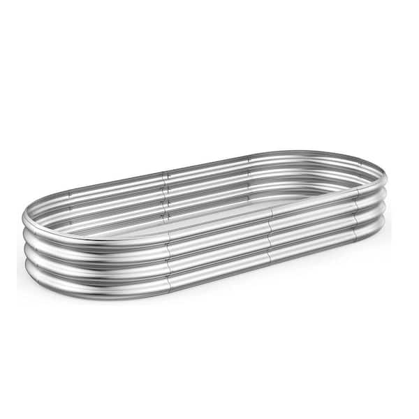 Silver Raised Garden Bed 6. 5ft Galvanized Planter Box Outdoor, Oval ...