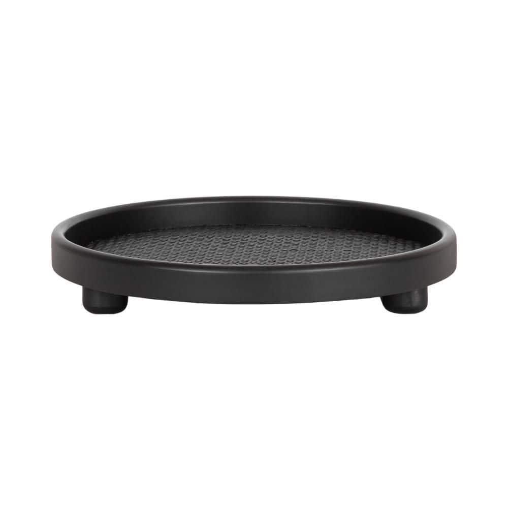Kate and Laurel Planche Black Round Wood 16 in. Decorative Tray 231662 ...