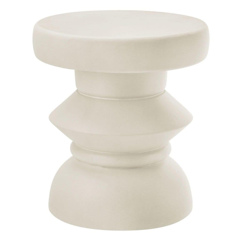 MODWAY Terza Round Concrete Side Table in Light Gray-Indoor Outdoor ...