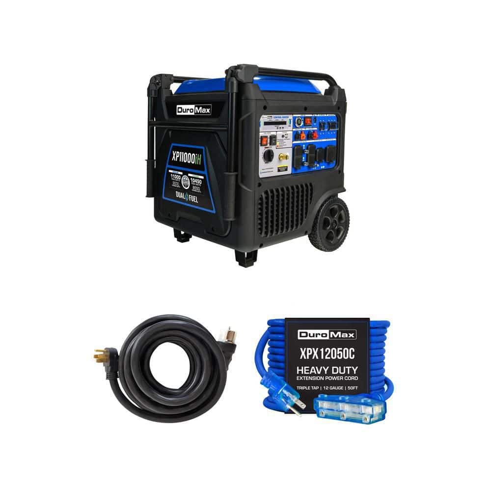 DUROMAX 11000-Watt Dual Fuel Inverter Generator with CO Alert, 25 ft ...
