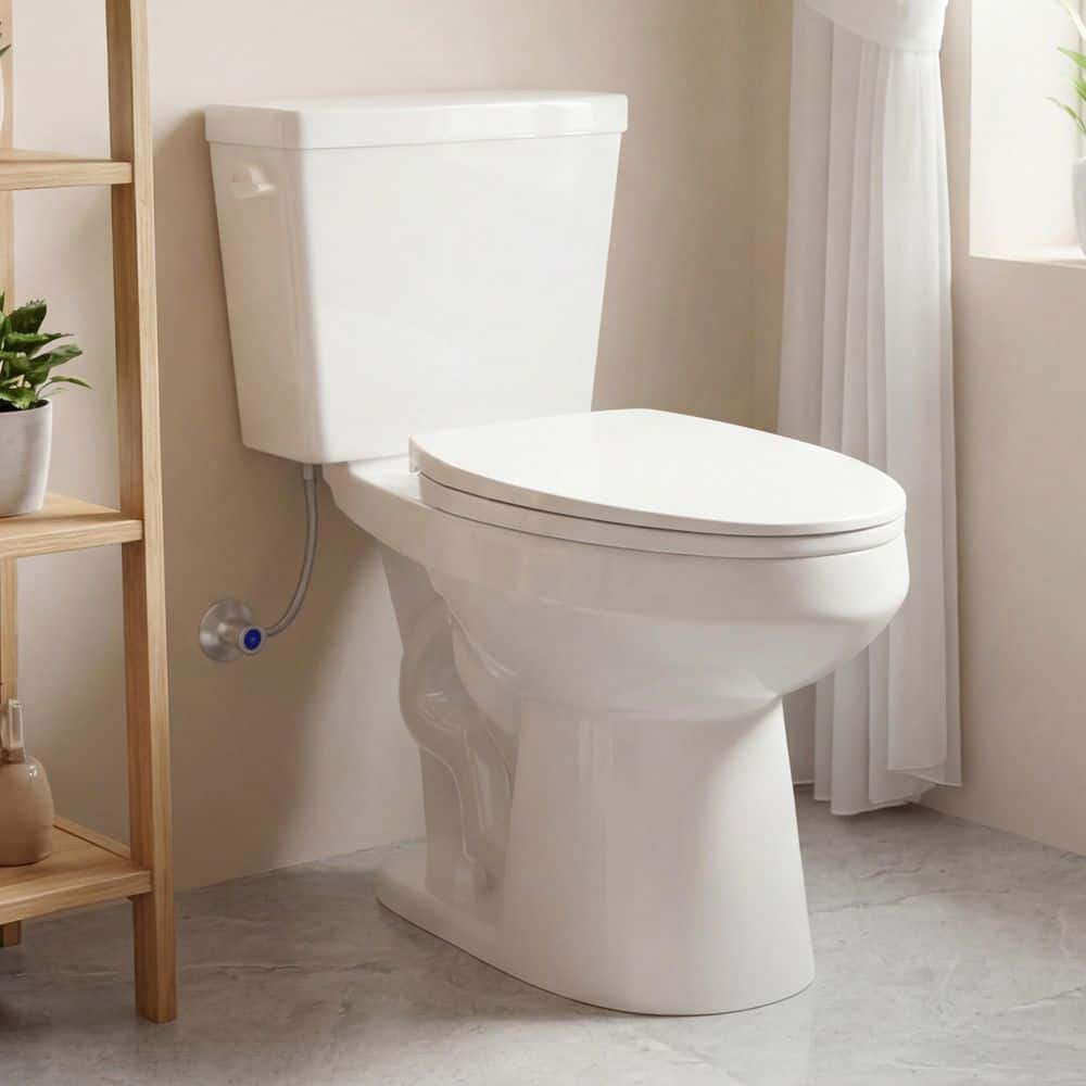 Vomlor SureLift 2-Piece 1.28 GPF Single Flush Elongated 17 in. Chair ...