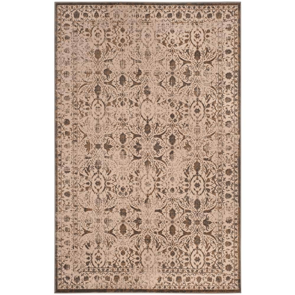 SAFAVIEH Brilliance Cream/Bronze 4 ft. x 6 ft. Border Geometric Floral ...