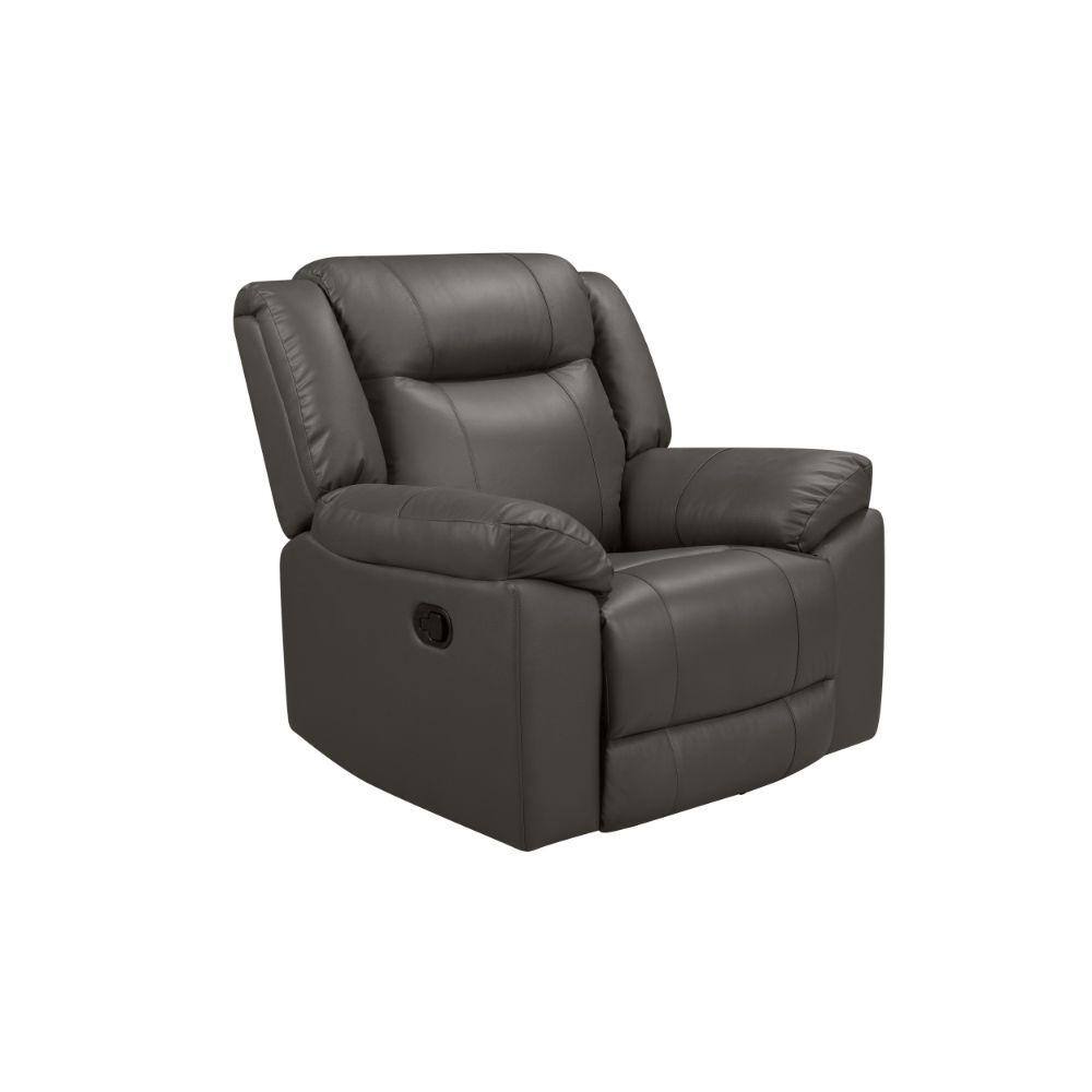 Benjara Gray Leather Rocker Recliner with Pocket Coils Seating BM293329 ...