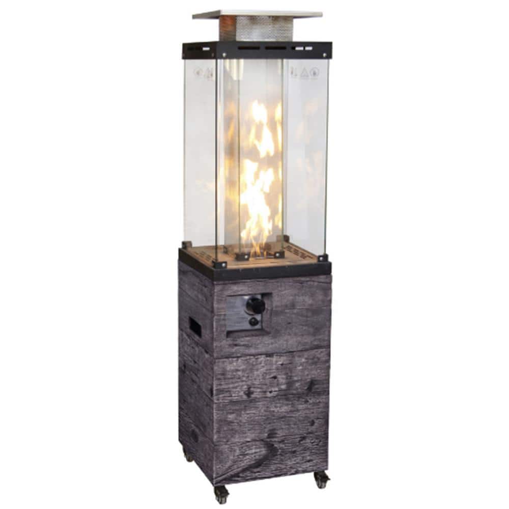 UPLAND 41000 BTU Grey Glass Top and TerraFab Base Propane Patio Heater ...